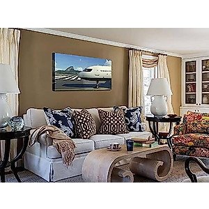 GDYAONCA Modern Canvas Painting Artwork Comercial plane prepare to off de Janeiro Wall Art Poster for Living Room Bedroom Home Office Wall Decor Extra Large Size 60"x 30"