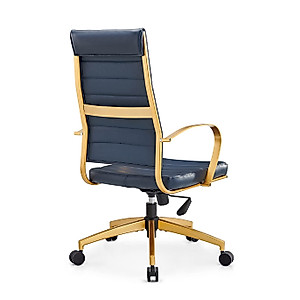 Hioryllks Desk Blue Gold Chair Gold Ergo Office Chair White and Gold Office Chair (4020 Gold Blue)