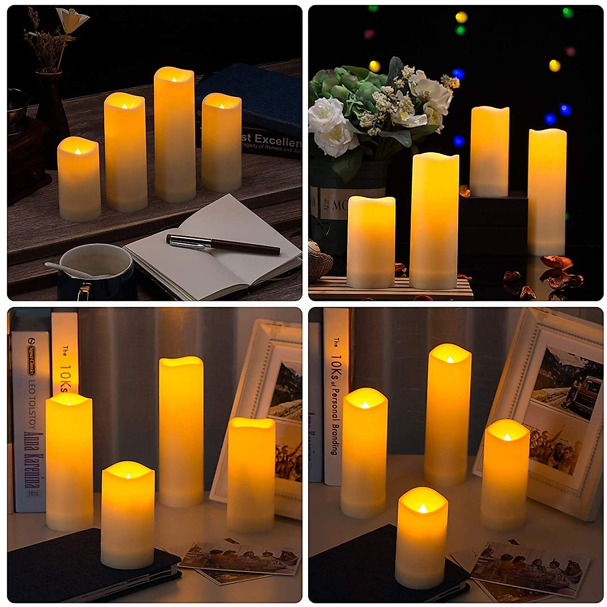 YIIA Flameless Candles Waterproof Outdoors & Indoors, Battery Candles with Remote Timer, Decorative Remote Led Candles (D 2.2''xH 4'' 5'' 6'' 7'') - 12 Pack