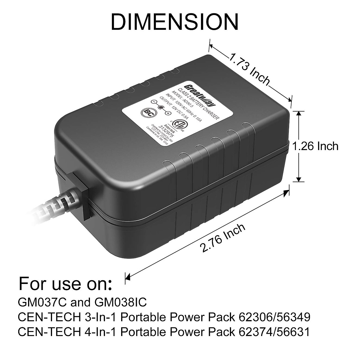 Greatway Class 2 Battery Charger ADS0.5 12V 0.5A