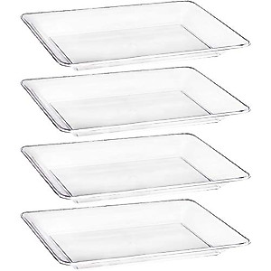 Plasticpro Plastic Serving Trays - Serving Platters Rectangle 10 X 14 Disposable Party Dish Crystal Clear Pack of 4