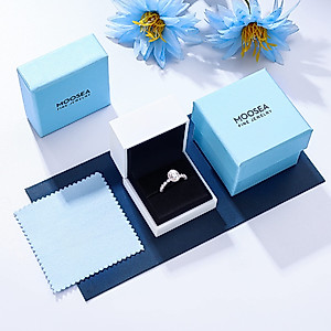 MOOSEA 1.5ct Moissanite Engagement Rings for Women, D Color VVS1 Clarity Lab Grown Diamond Wedding Rings 14K White Gold Vermeil Moissanite Halo Rings for Women Anniversary Jewelry Gifts