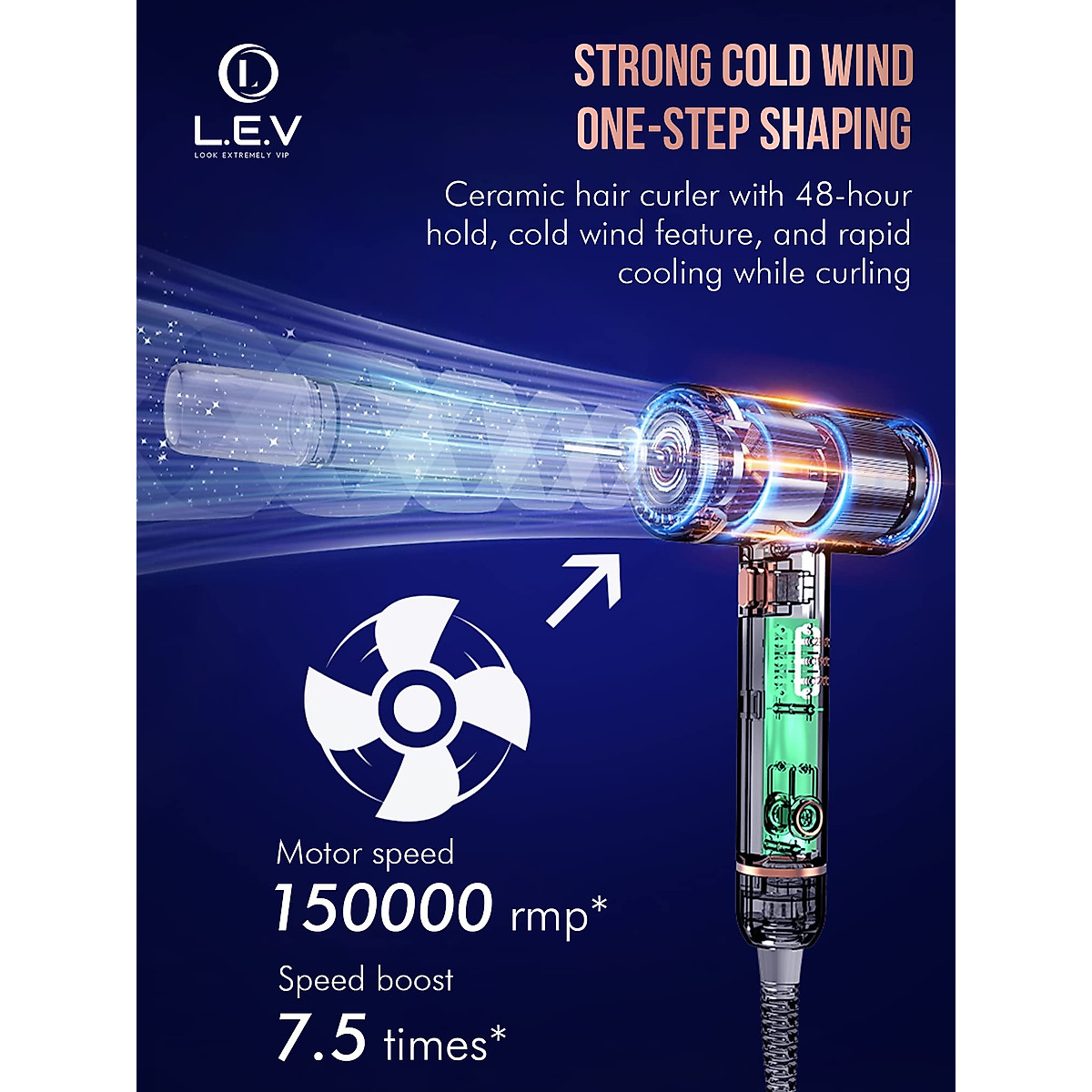 Look Extremely VIP Ceramic Curling Iron with Cooling Air | Curling Wand for Long Lasting Curls | Cordless Hair Curler| 3 Speed Smart Control | Hair Wand and Curling Iron in One