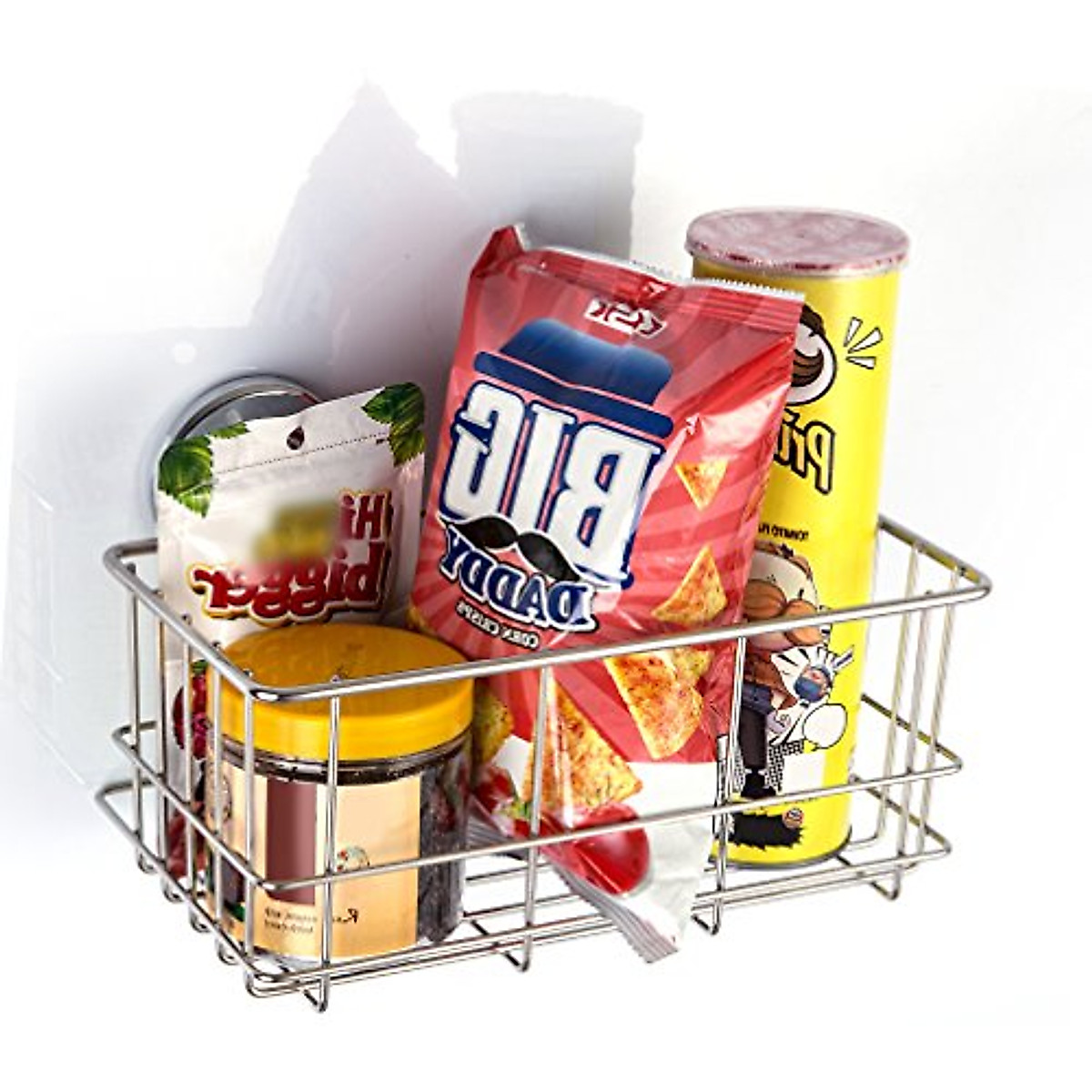 SANNO Suction Cup Shower Caddy Bath Wall Shelf, Deep Bathroom Basket Vacuum Suction Cup Hooks