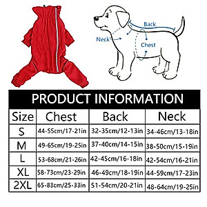 Geyecete Dog Zip Up Dog Coat with Legs Comfort-Waterproof Jacket Reflective Safety,Elasticity Pet Jacket for Large Medium and Small Dogs Puppy Four Legs-Red-XL