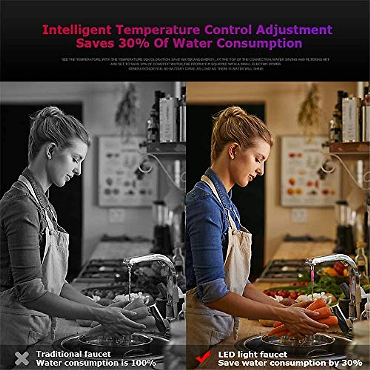 LED Faucet Lights 7 Color Changing Automatically Glow Faucet Aerator Led Water Faucet Tap Filters for Sink Kitchen Bathro​om (7 Color 1 PCS)