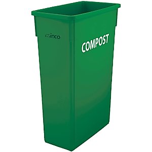 Winco PTC-23GRC Slim Trash Can, 23 Gallon, Green