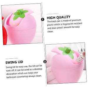 NUOBESTY Office Decor Xxcm Container Car Bins Lid Dustbin Home Lids Mini Brush Use Bin Strawberry Tiny Recycling with for Makeup Tabletop X Room Cans Dispenser Rubbish Baskets Coffee Swing Car Decor