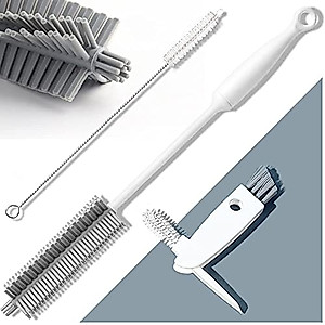 Bottle Cleaning Brush Set, Long Handle Silicone Cleaner Brushes + Thermos Lid Cup Brush + Drinking Straw Brush for Cleaning Baby Bottles, Narrow Neck Bottle, Sport Water Bottle,Tumbler,Glass Vase,3pcs