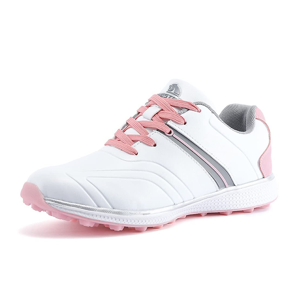 VEACAM Spikeless Golf Shoes Casual Waterproof Golf Sneakers Comfort Anti Slip Golf Footwear Outdoor Ladies Golf Footwears,Pink,7