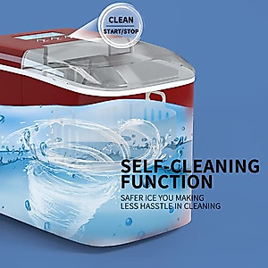 ARLIME Portable Ice Maker Machine, 26Lbs/24H Self-Cleaning Ice Maker, 9 Cubes S/L Ready in 6 Mins, Small Cube Maker with Scoop and Basket, for Home, Kitchen, Office, Bar, RV (Red)