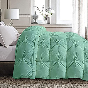 1 Pc Pinch Pleated Comforter with 4 Pillow Shams 100% Cotton 400 GSM Ultra Soft, Fluffy, Lightweight Comforter for All Season Twin / Twin XL Size Aqua 5 PC-Pinch Pleat Comforter Set