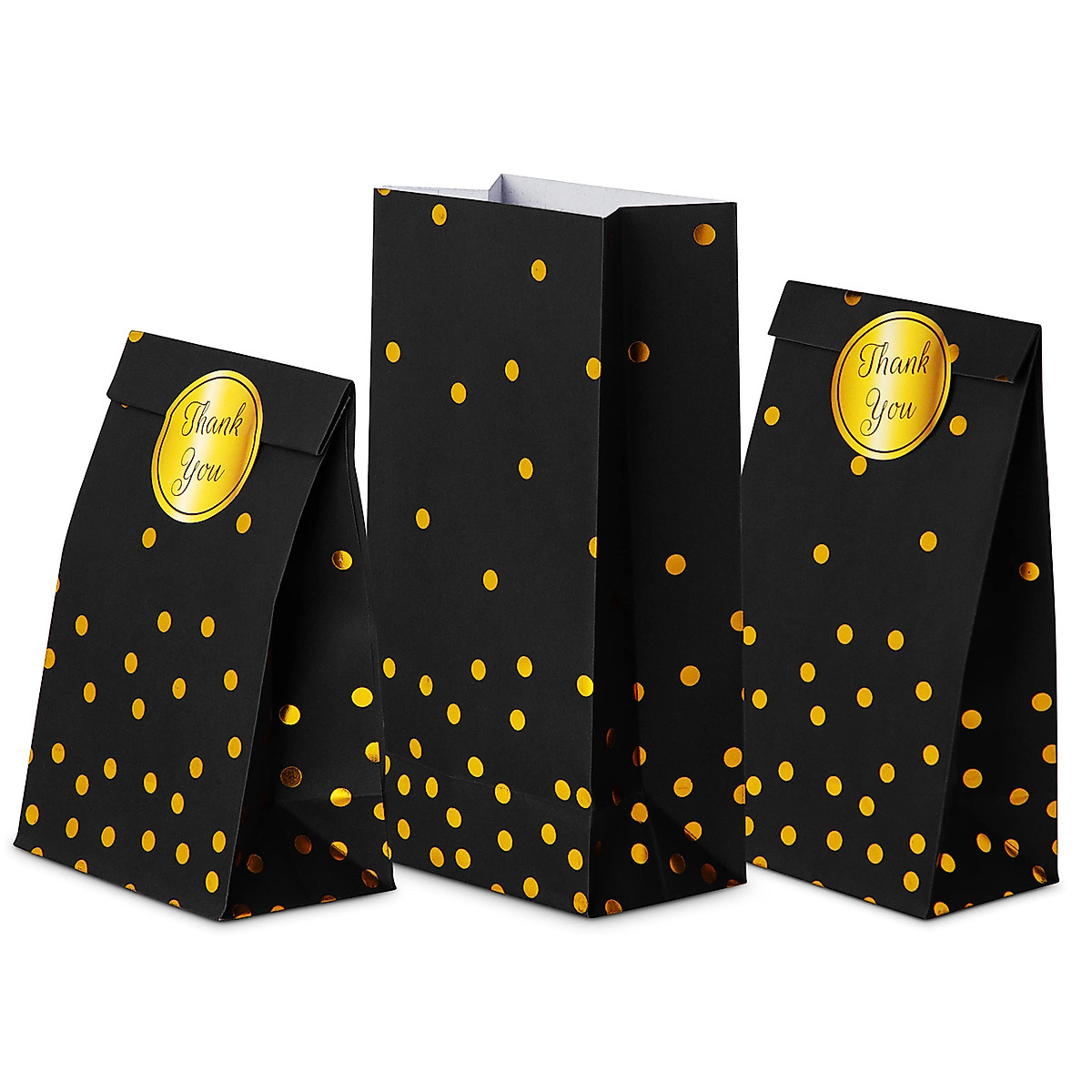 ROYAL BLUEBONNET Pink and Gold Confetti Gift Bags -Set of 24- Pink Paper Goodie Bags and Stickers – Baby Shower Favor Bags, Pink and Gold Party Decorations, Pink Party Supplies, Pink Candy Bags