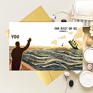 RUALOVE Sinking Ship Leaving Card, Funny New Job Card for Work Colleague,Thank you card,Coworker Leaving Card, Going Away Card for Him Her, Goodbye Card Goodluck Gift Farewell Card Coworker