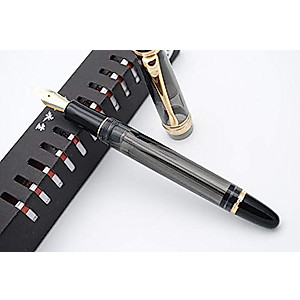 czxwyst 699 Negative Pressure Vaccum Filling Fountain Pen Original Box (Black with Golden Clip and Solid Grip, Medium Nib 0.7mm)