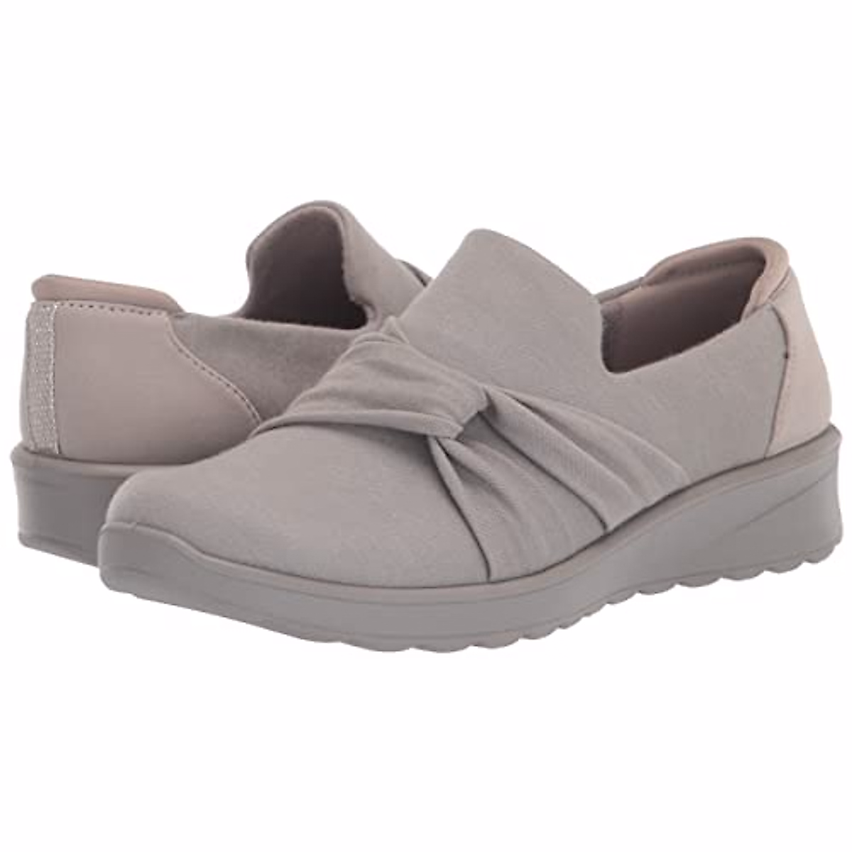 BZees Women's Glimmer Slip-Ons Loafer, Silver Smoke Shimmer, 6.5 Wide