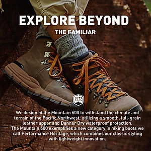 Danner Mountain 600 Hiking Boots for Women - Waterproof, Durable Suede Upper, Breathable Lining, Triple-Density Footbed & Vibram Traction Outsole, Java/Bossa Nova - 8 M