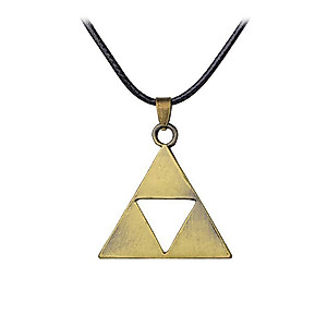 LLYANZ Antique Gold Plated Metal Leather Chain Zelda Pendant Necklace (gold)