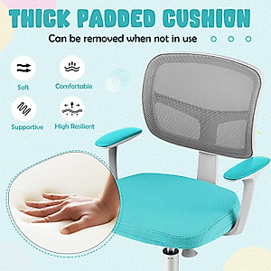 HONEY JOY Kids Desk Chair, Height Adjustable Children Study Chair, Swivel Mesh Task Student Chair, Universal Casters, Child Computer Desk Chair for Boys Girls Age 3-10 (Green)