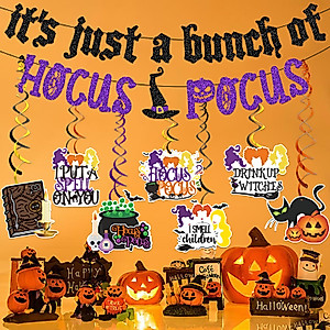 Hocus Pocus Party Decorations for Halloween It's Just A Bunch of Hocus Pocus Banner Hocus Pocus Hanging Decorations and Hocus Pocus Garland Banner Hocus Pocus Trunk or Treat Car Decorations Hocus