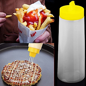6-pack Porous Squeeze Bottles, Resin Condiment Squeeze Bottle Refillable Condiment Container for Ketchup Jam Mayonnaise BBQ Sauce