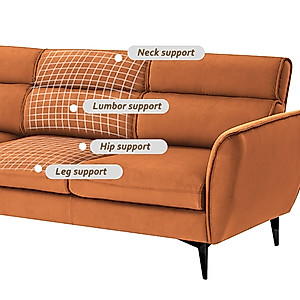 POCIYIHOME 111" Convertible Sectional, Flannel L Shape Upholstered Living Room Couch with Left/Right Facing Handed, 5 Seats Indoor Modular Sofa Chaise for Office,Apartment, Metal Leg, Orange