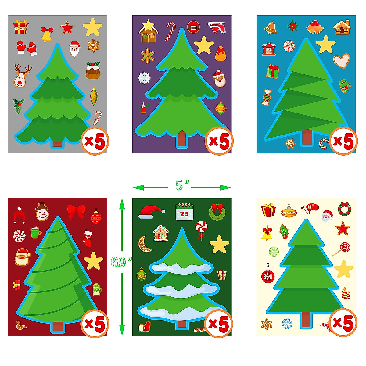 MISS FANTASY Christmas Crafts for Kids Toddlers, 30 Sheets Make a Tree Stickers,Christmas Activities for Kids Christmas Gifts for Kids Christmas Goodie Bag Stuffers Xmas Party Favors for Toddler Kids