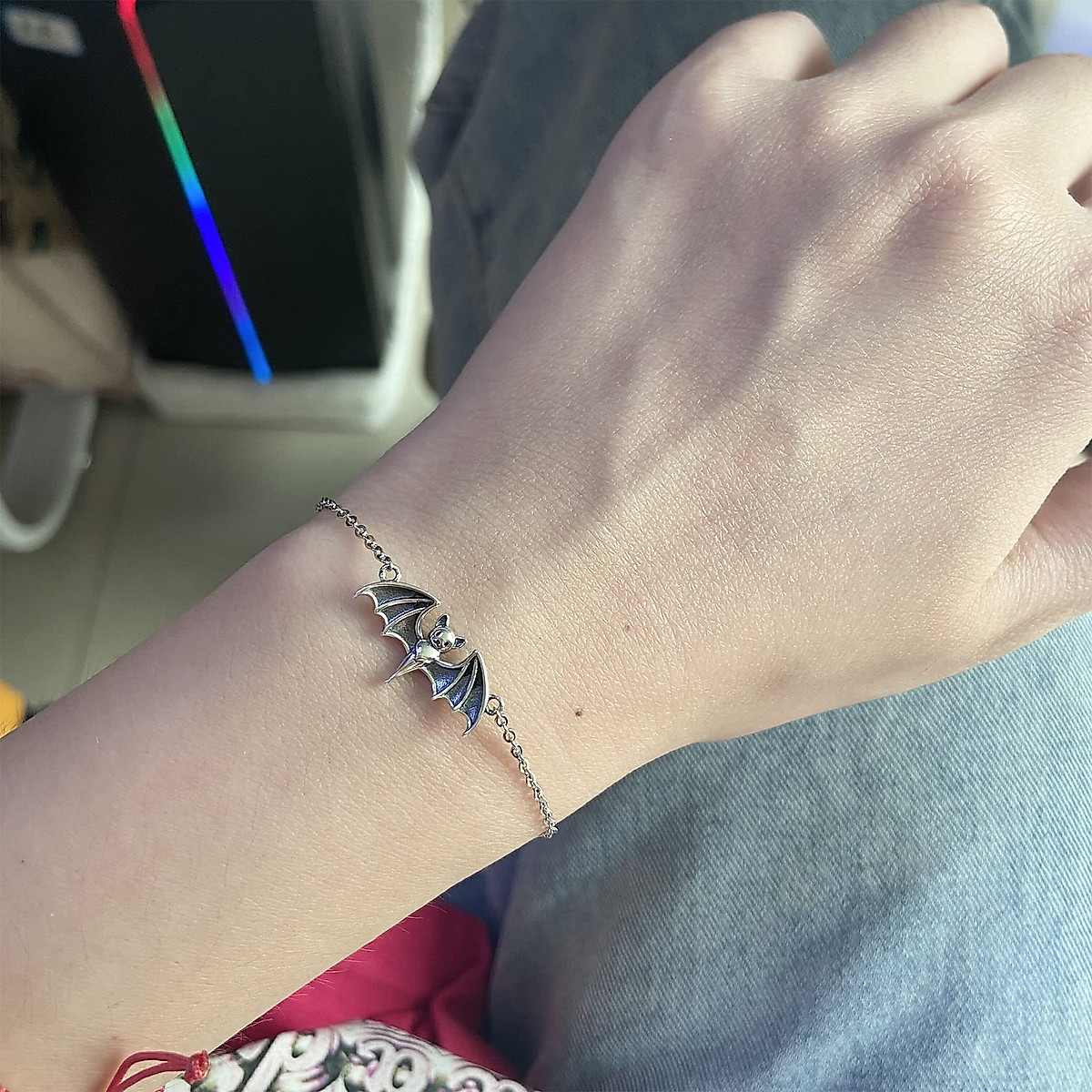 Palpitate Bat Bracelet Sterling Silver Bracelets for Women Bat Gifts Gothic Jewelry Adjustable Chain