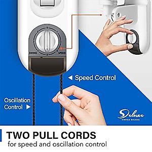 Simple Deluxe Digital Household Wall Mount Fans 16 Inch Adjustable Tilt, 90 Degree, 3 Speed Settings, 1 Pack, White