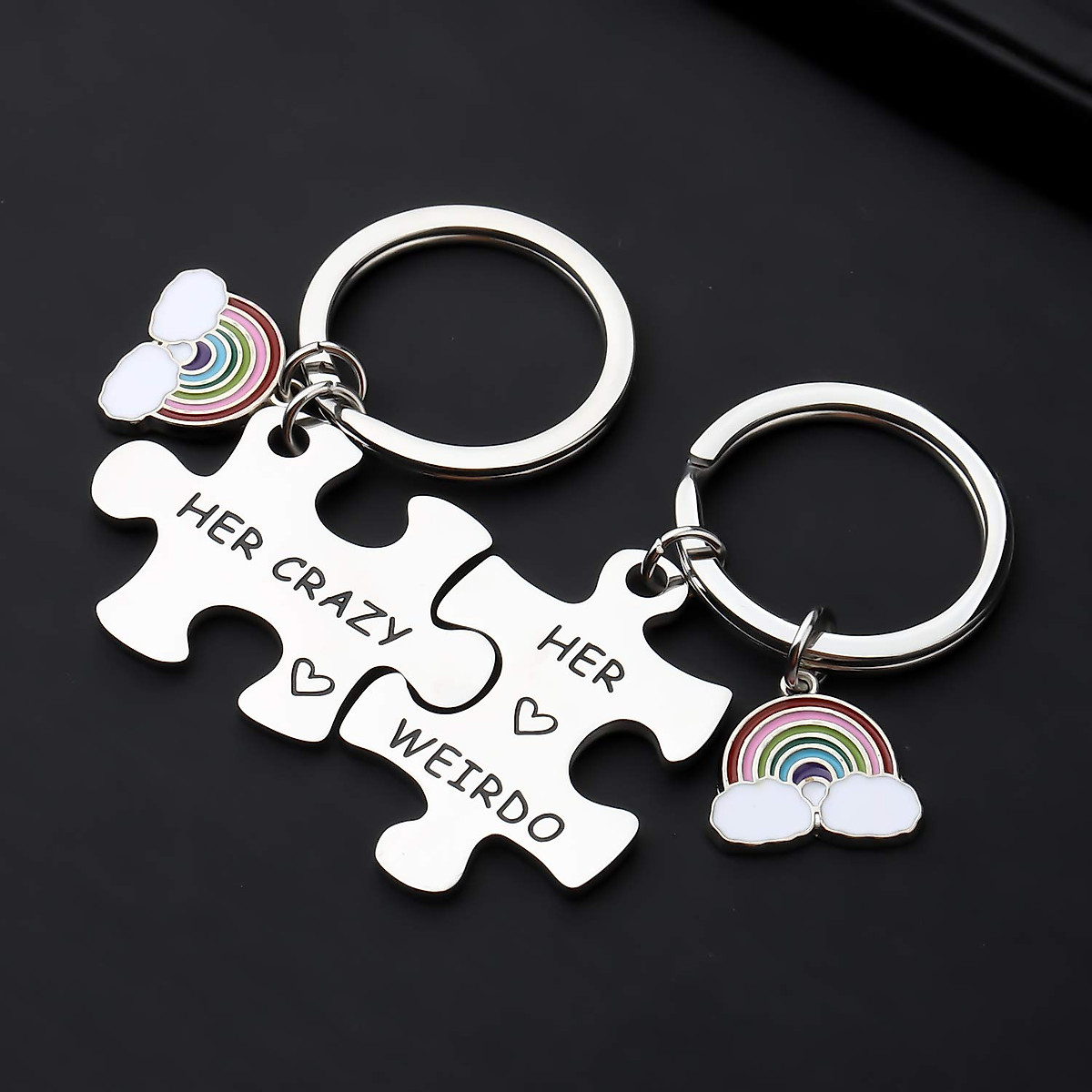 FAADBUK Her Crazy Her Weirdo (Lesbian Couple Keychain)
