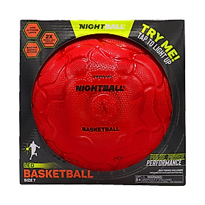 Nightball Basketball LED Light Up Basketballs - Glow in The Dark Glow Ball Basketball Gifts - Outdoor Basketball and Indoor Basketball - Gifts for Teenage Boys-Gift for Teen (Red)