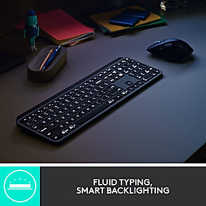 Logitech MX Keys Combo for Business | Gen 2, Full Size Wireless Keyboard and Wireless Mouse, with Keyboard Palm Rest, Bluetooth, Logi Bolt, Quiet Clicks, Windows/Mac/Chrome/Linux - Graphite