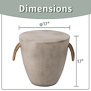 SUNBURY Outdoor Side Table Set of 2, 2 Piece Concrete Side Table Outdoor End Table, 17" Grey Accent Table Side Table for Patio Garden Living Room