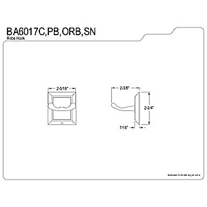 Kingston Brass Millennium Robe Hook, 2.75", Oil Rubbed Bronze