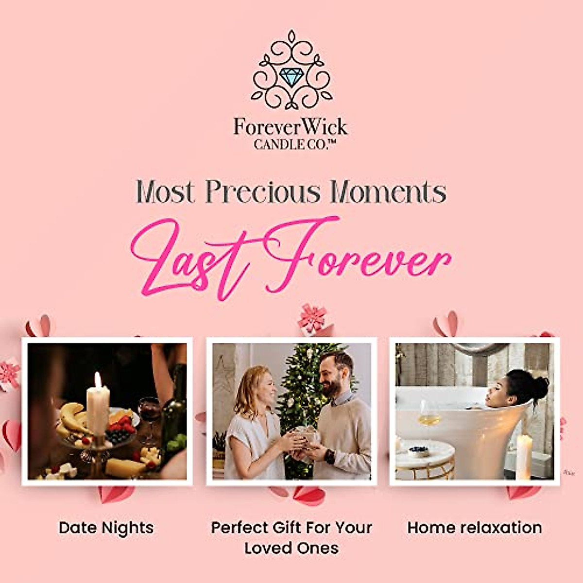 Foreverwick Coconut Breeze Candle | Gifts for Women | Valentines Gifts | Aromatherapy Candle for Bath, Destress & Clearance | Strong Scented Candles for Decor | 14 oz & 70 Hours Burning Time