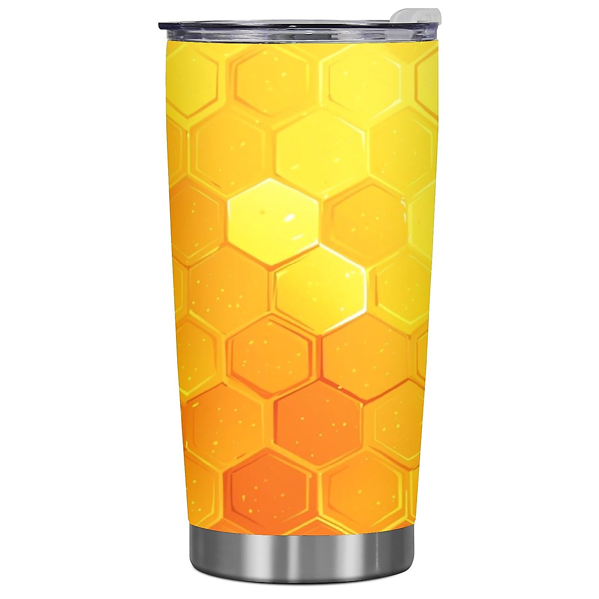 QWEUIOP 20oz Insulated Travel Coffee Mug Cartoon Honey Pattern Stainless Steel Tumbler with Lid Double Wall Vacuum Coffee Cup For Hot and Cold Drinks14157