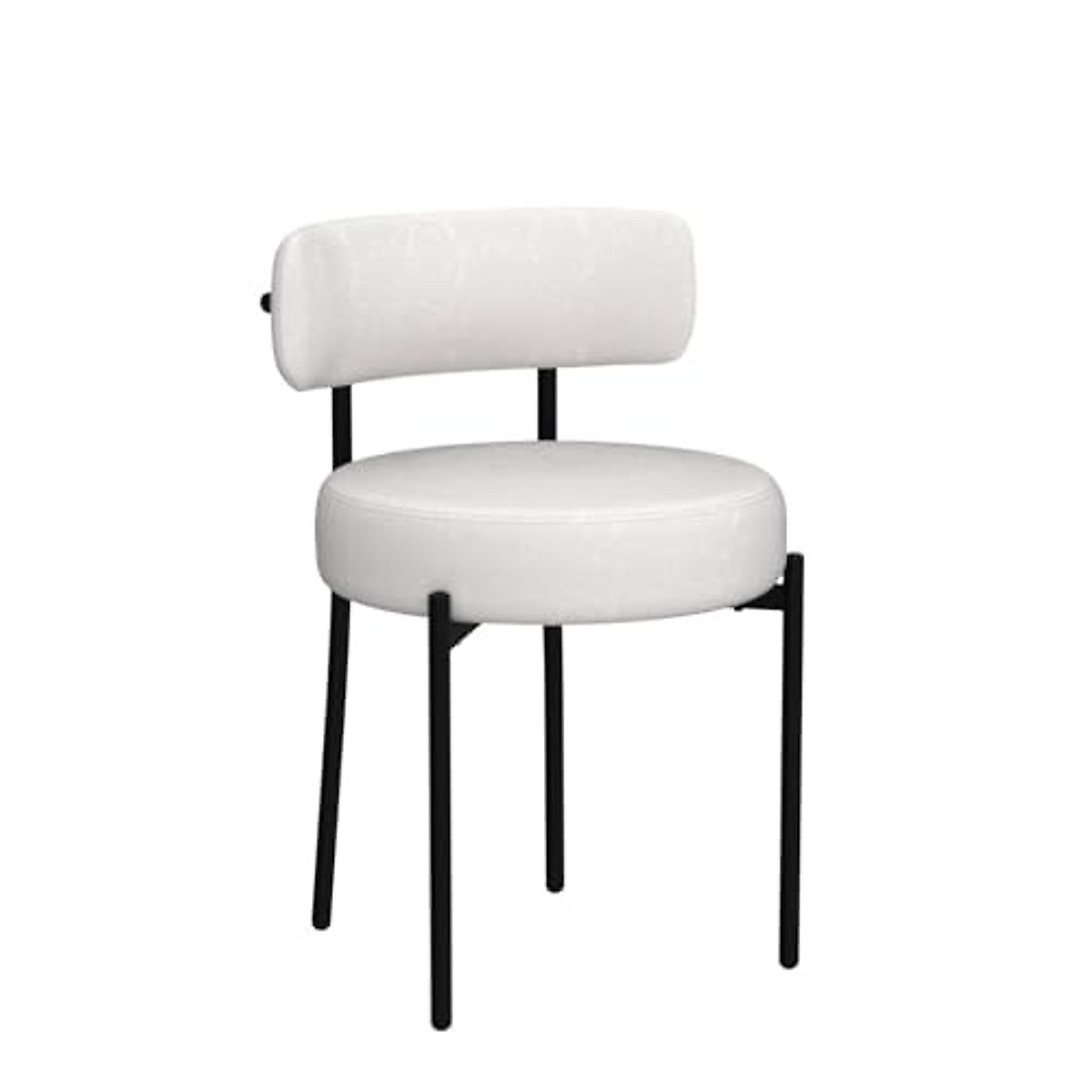 DYHOME Dining Chairs Set of 6, White Boucle Dining Room Chairs with Curved Backrest, Upholstered Mid Century Modern Dining Chairs with Black Metal Legs
