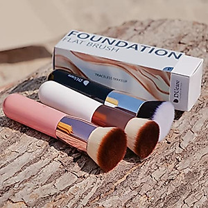Foundation Brush,DUcare Flat Top Kabuki Brush Synthetic Professional Makeup Brush Liquid Blending Mineral Powder Buffing Stippling Makeup Tools, Rose Golden/White