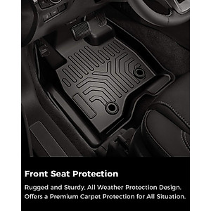 ISSYAUTO Floor Mats Compatible with Explorer 2015-2019, All Weather Guard Floor Mat Floor Liners, TPE Rubber Mats 1st & 2nd Row Seat, Black