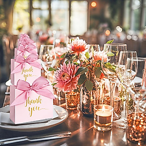 DECHISY 60Pack Small Thank You Gift Bags, 4.5x1.8x3.9 Inches Pink Paper Gift Bags with Ribbon Mini Gift Bags Bulk Wedding Candy favor boxes Birthday Party Favor Bags for Baby Shower Anniversary.