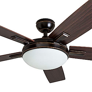 Prominence Home Emporia, 52 Inch Contemporary Indoor LED Ceiling Fan with Light, Remote Control, Dual Mounting Options, Dual Finish Blades, Reversible Motor - 51022-01 (Espresso)
