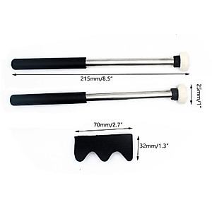 TUOREN 1 Pair Tongue Drum Mallets with Bracket Handpan Drum Sticks Rubber Mallet Percussion Instrument Accessory (Type B)