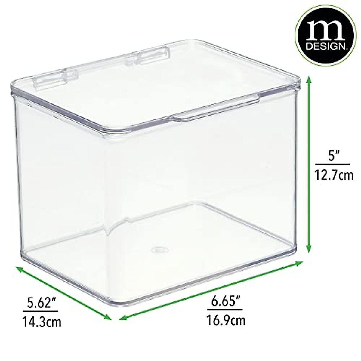 mDesign Plastic Playroom and Gaming Storage Organizer Box Containers with Hinged Lid for Shelves or Cubbies, Holds Small Toys, Blocks, Puzzles, Markers, Controllers, Lumiere Collection, 4 Pack, Clear