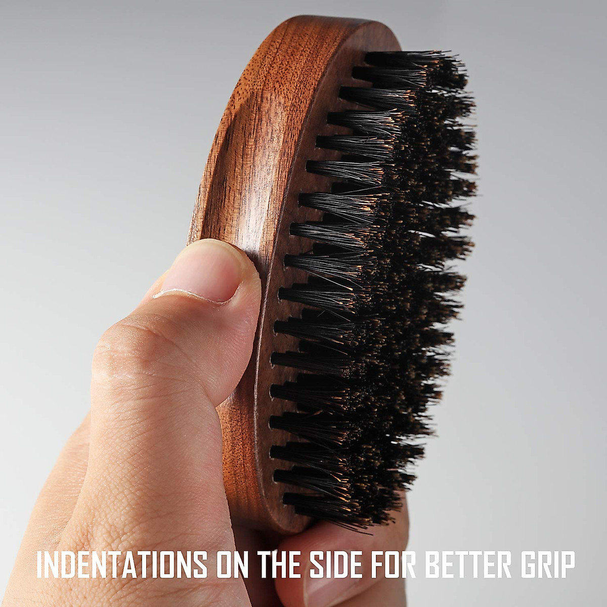 BFWood Boar Bristle Beard Brush for Men - Black Walnut Wood