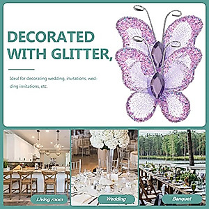 Sheer Mesh Wire Glitter Butterfly, Wedding Decorative Butterflies Decors with Gem, Craft Organza Butterflies for DIY Craft Wedding Home Decor, 50pcs
