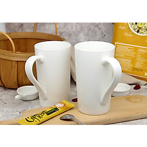 20 Ounces Large Coffee Mugs, Smilatte M007 Plain Tall Ceramic Cup with Handle for Dad Men, Set of 2, White