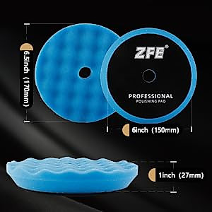 Buffing Polishing Pads, ZFE 7Pcs 6"(150mm) Waffle Foam Buffing Pads Polishing Pads Wool Pad Kit for 6Inch Backing Plate RO/DA/GA Car Polisher Boat Compounding, Polishing and Waxing