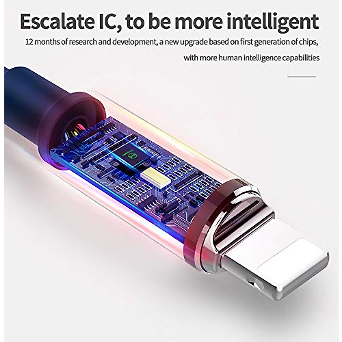 Power Off/On Smart LED Auto Disconnect and Auto Recharge Nylon Braided Sync Charge USB Data 6FT/1.8M Cable Compatible New Phone List Below (Black, 4FT/1.2M)