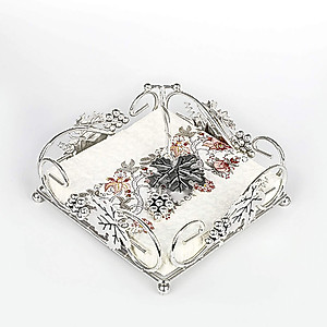 Flat Napkin Holder with Weighted Arm for Kitchen and Table, Heavy Duty Tissue Dispenser for Kitchen Dining Tabletop Restaurant Picnic Indoor Outdoor (Silver)