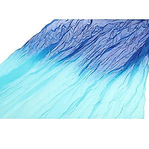 RAZZUM 2 Pair Silk Belly Dance Fan Veils Long Women Large Folding Fan, Stage Performance Props Fan